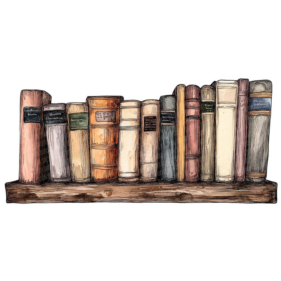 Vintage Bookshelf PNG Clipart, 12x Antique Book Clip Art Set ...