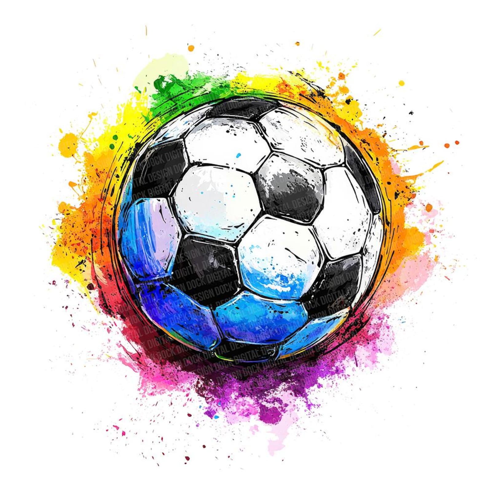 Soccer Ball PNG Clipart, 12x Watercolor Sports Clip Art Set, Printable ...
