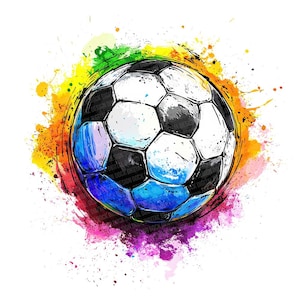 Soccer Ball PNG Clipart, 12x Watercolor Sports Clip Art Set, Printable ...