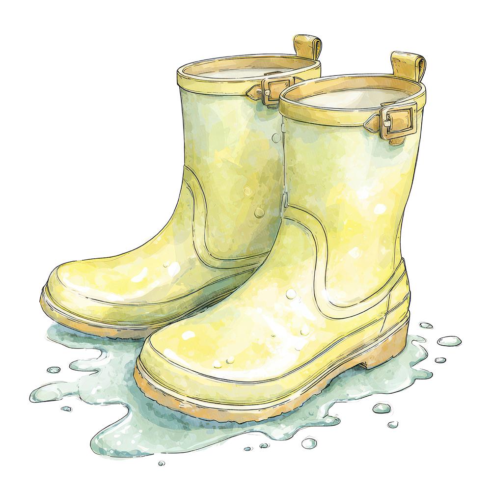 12x Yellow Boots PNG Clipart, Watercolor Rain Boots Clip Art Set ...