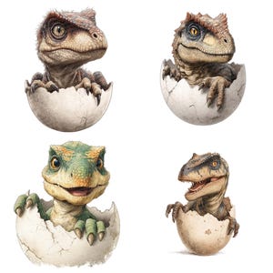 Baby Dinosaur PNG Clipart, 12x Dino Egg Clip Art Set, Printable Watercolor Clip Art, Paper ...