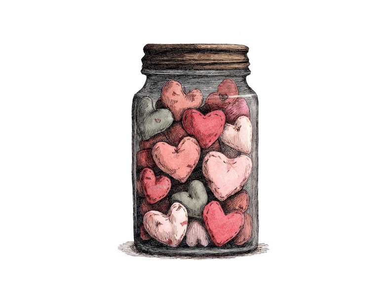 Jar of Hearts Clipart, 12x Valentine Jar Clip Art Set, Printable ...
