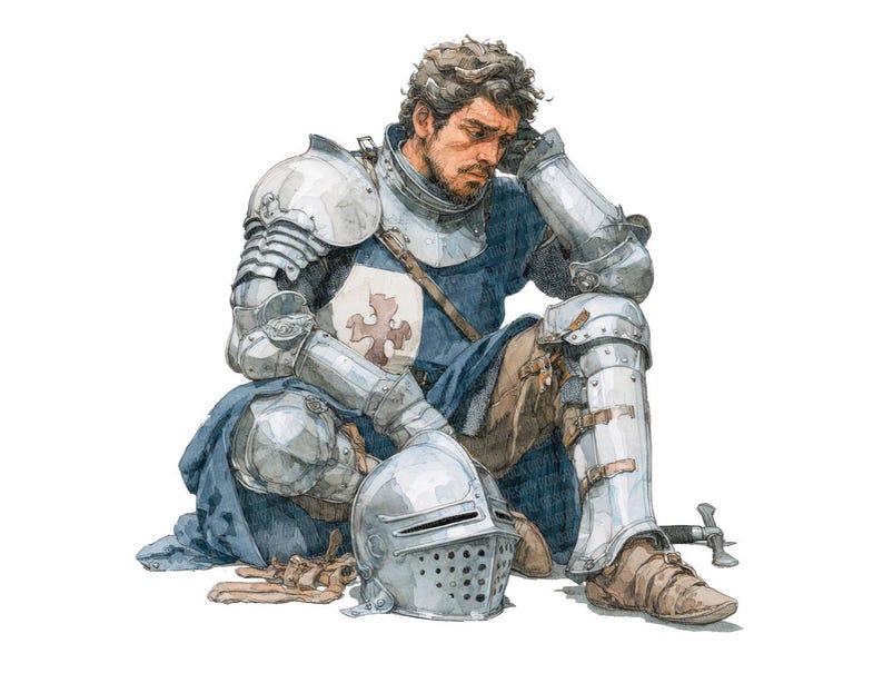 Knight Sitting With Helmet Clipart, 12x Medieval Warrior Clip Art Set ...
