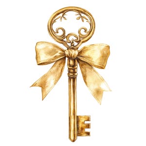 12x Vintage Gold Key Clipart, Watercolor Decorative Keys, High Quality ...