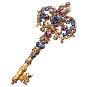 Jeweled Key Clip Art, 12x Watercolor Key With Gems Clipart Set ...