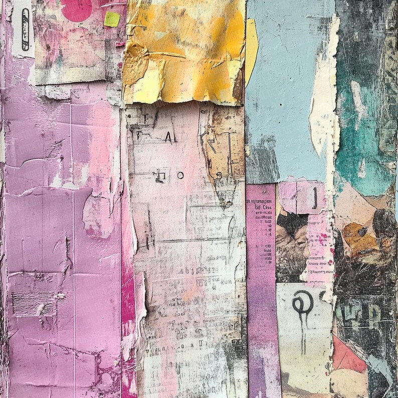 12x Pastel Collage Layers Junk Journal Paper Mixed Media Digital Paper ...