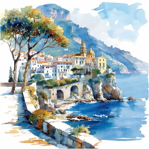 Amalfi Coast Clipart, 12 Jpgs, Coastal Italy Clipart, Printable ...