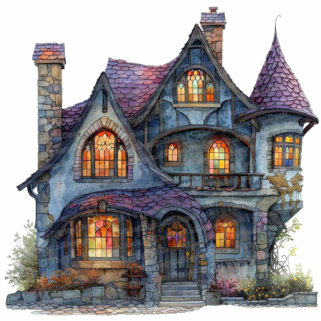 Wizard House Clipart, 12 Jpgs, Storybook House Clipart, Printable ...