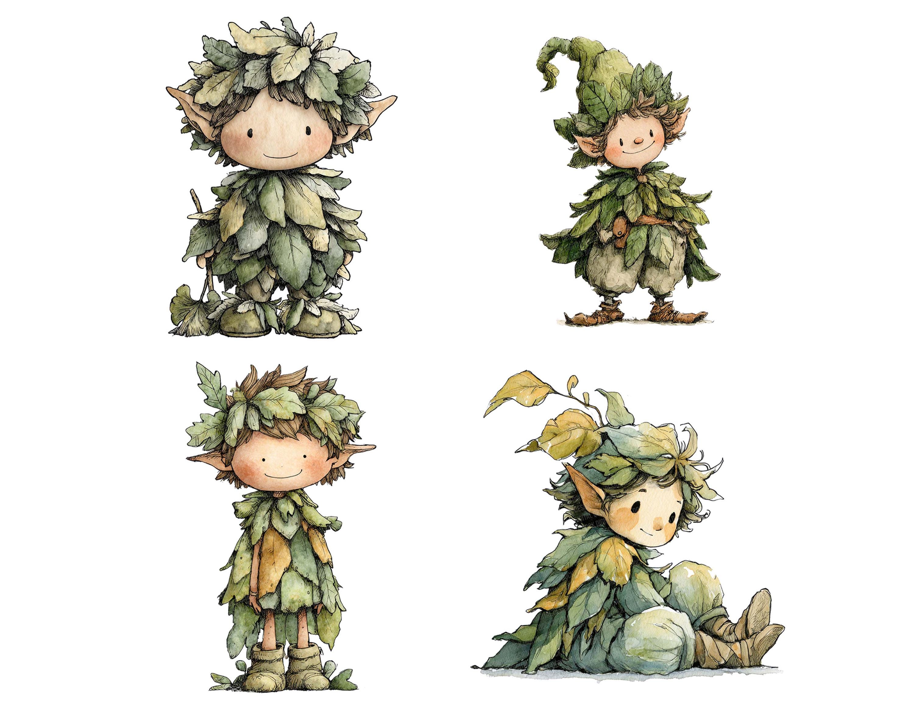 Playful Forest Elf PNG Clipart, 12x Woodland Elf Clip Art Set ...