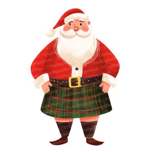 12x Santa in Kilt Clipart, Scottish Christmas Clipart, Printable ...