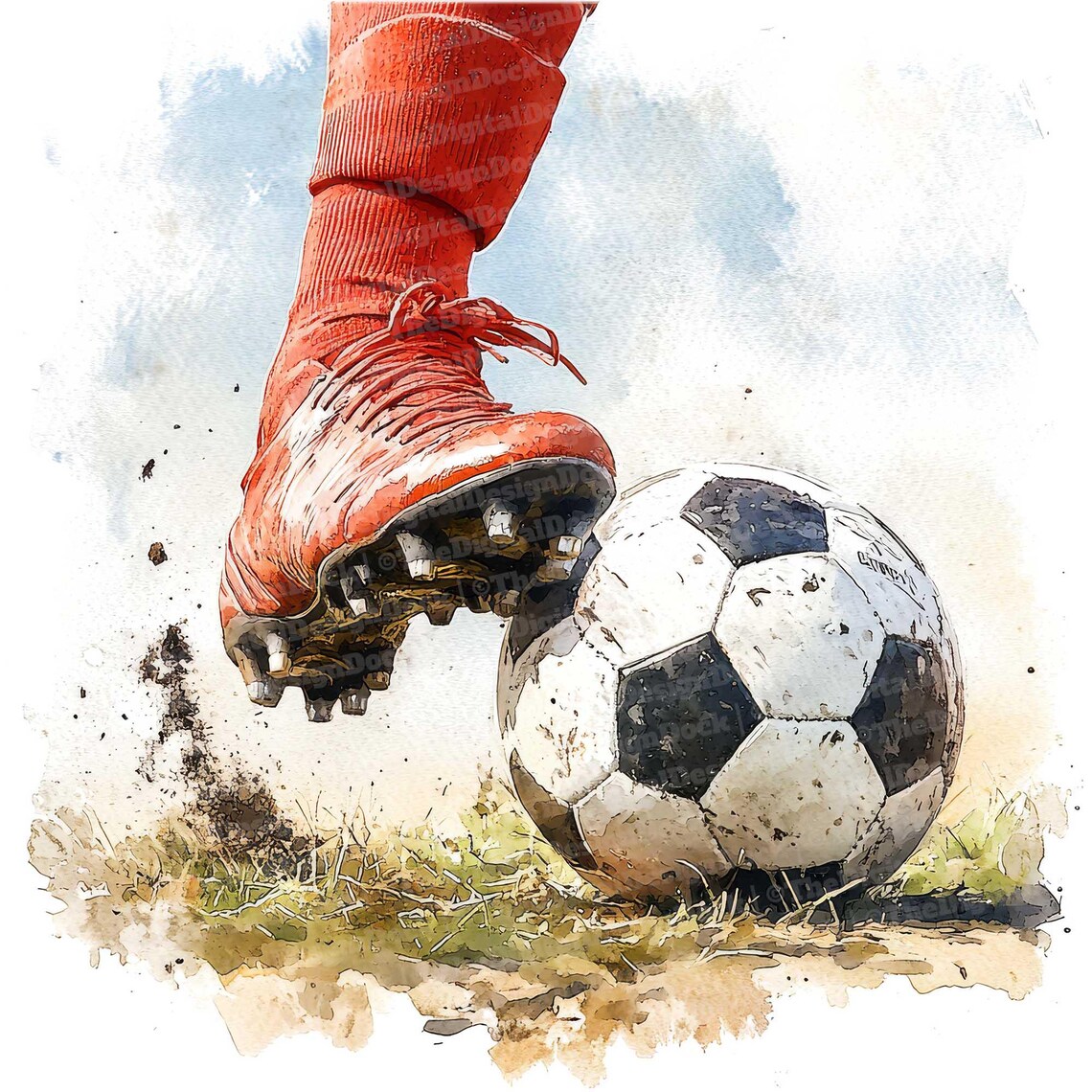 Soccer Clip Art, 12x Football Watercolor Clipart Set, Printable Sports ...