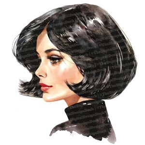 12x Bob Haircut Clipart, Woman Hair Styles Clipart, Printable ...