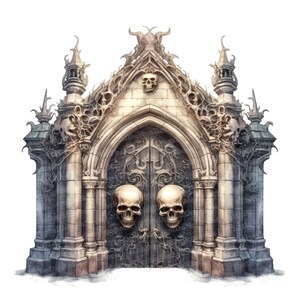 12x Gothic Crypt Entrance Clipart, Graveyard Clipart, Printable ...