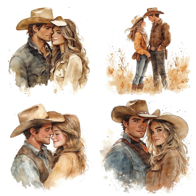 Western Couples Clipart - Etsy