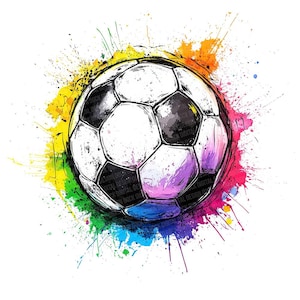 Soccer Ball PNG Clipart, 12x Watercolor Sports Clip Art Set, Printable ...