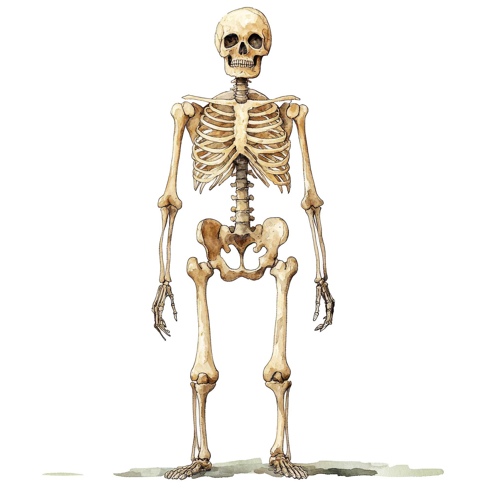 12x Skeleton Anatomy Clipart, Human Skull, Watercolor Human Body Art ...