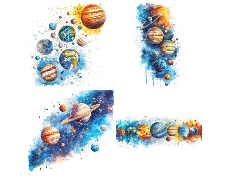 Solar System Clipart, 12x Planet Space Clip Art Set, Printable ...