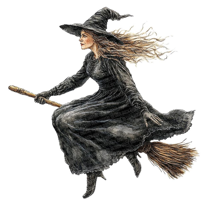 Witch PNG Clipart, 12x Halloween Witch Clip Art Set, Printable ...