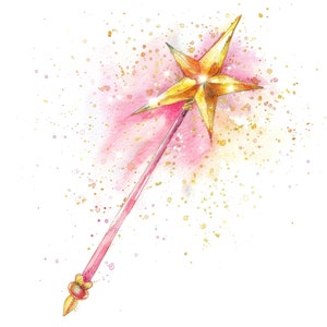 Magic Wand Clipart, 12 Jpgs, Princess Wand Illustration, Printable ...