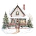 Christmas House Clip Art, 12x Snowy Cottage Holiday Clipart Set ...