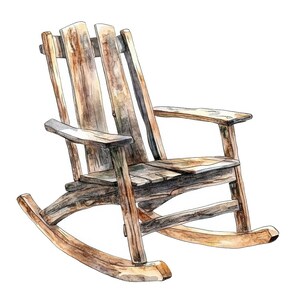 Rustic Rocking Chair PNG Clipart,12x Vintage Wooden Chair Clip Art Set ...