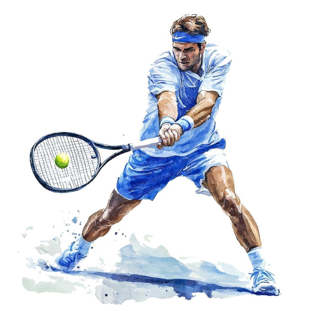 Tennis Player PNG Clipart, 12x Watercolor Tennis Clip Art Set, Sports ...