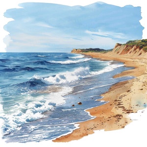 12x Sand Dunes Waves Clipart, Coastal Clipart, Printable Watercolor ...