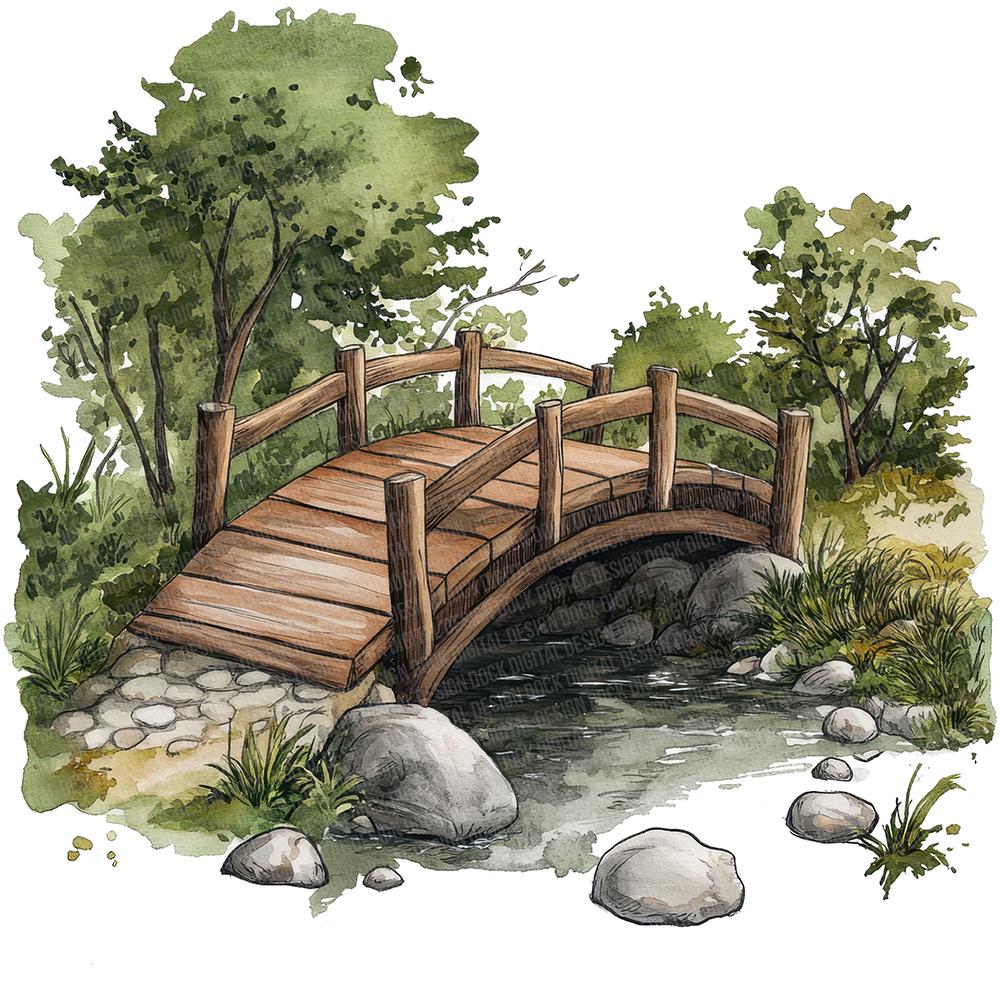 12x Forest Bridge Clip Art, Wooden Bridge Clip Art Set, Printable ...