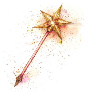 Magic Wand Clipart, 12 Jpgs, Princess Wand Illustration, Printable ...