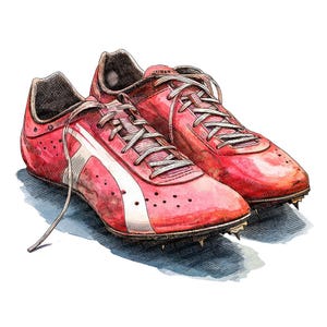 12x Track Spikes PNG Clipart, Running Shoes Clip Art, Watercolor ...