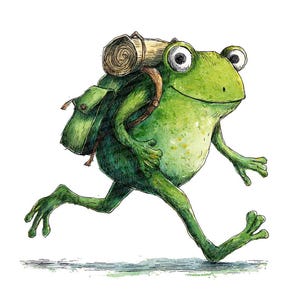 Frog PNG Clipart, 12x Backpack Animal Art Set, Printable Watercolor ...