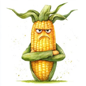 Grumpy Corn PNG Clipart, 12x Angry Vegetable Character PNG Clipart Set ...