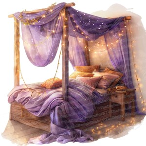 12x Canopy Lights Bed Clipart, Cartoon Bed Clipart, Printable ...