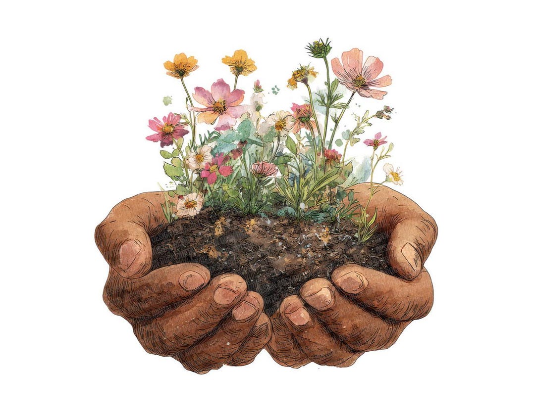 12x Watercolor Wildflower PNG Clipart, Hands Holding Flowers Clip Art ...