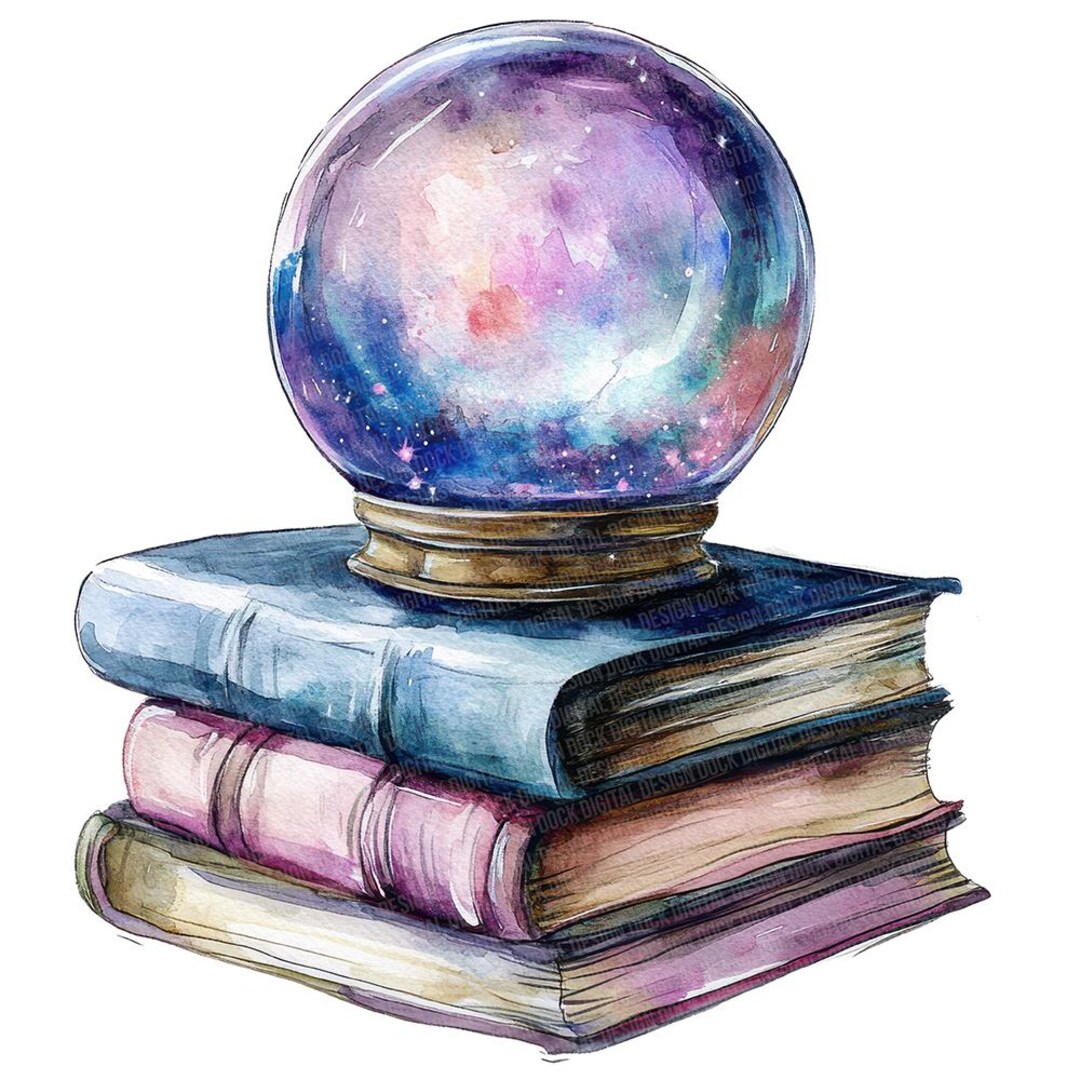 12x Crystal Ball and Books PNG Clipart, Magic Library Clip Art Set ...