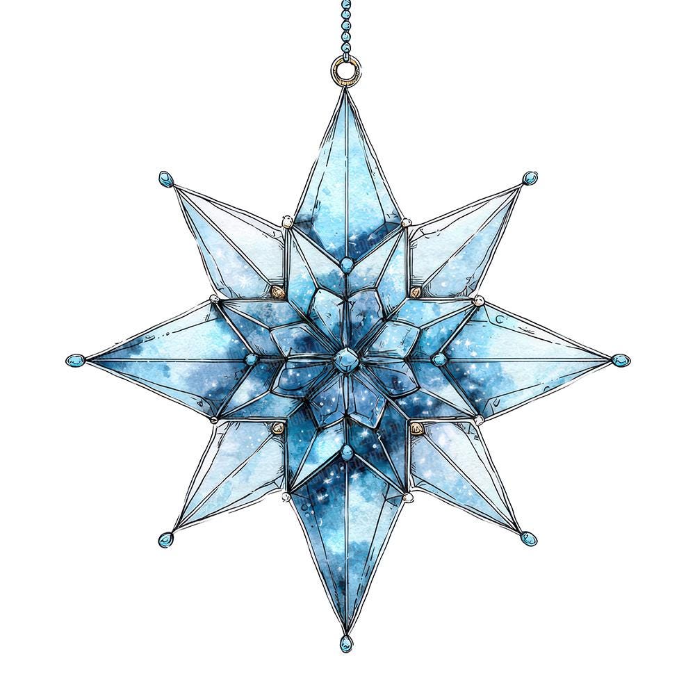 Watercolor Star PNG Clipart, 12x Blue Crystal Star Clip Art Set ...
