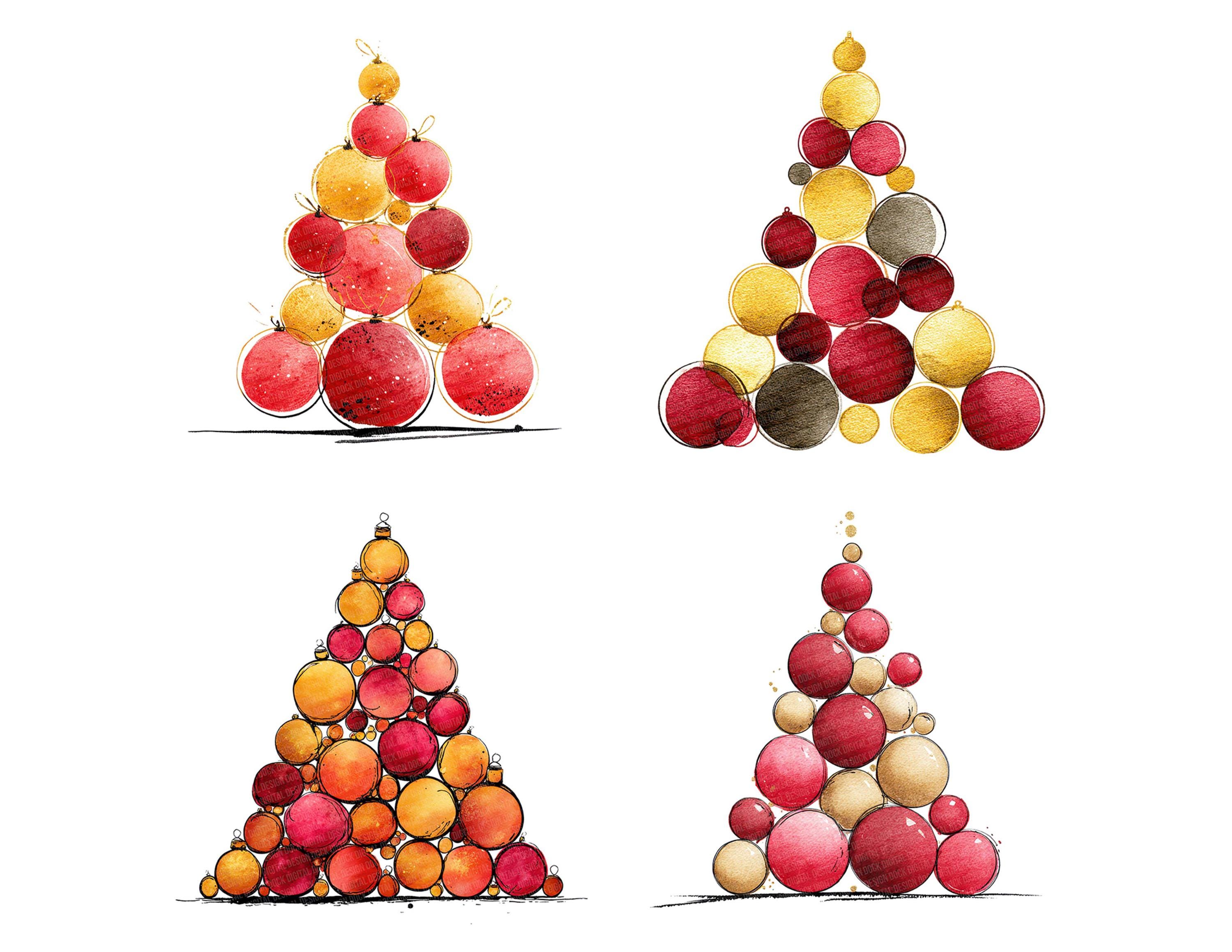Bauble Tree PNG Clipart, 12x Christmas Ornament Clip Art, Printable ...