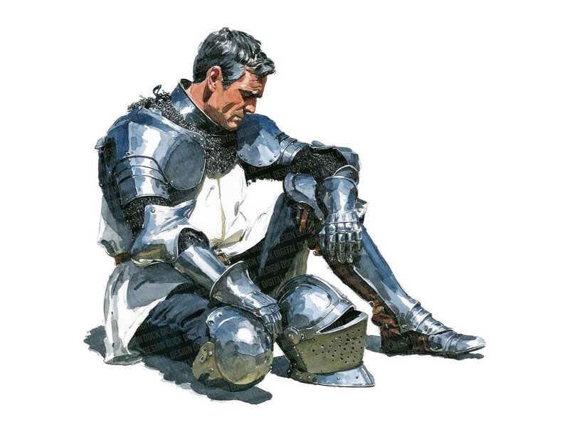 Knight Sitting With Helmet Clipart, 12x Medieval Warrior Clip Art Set ...