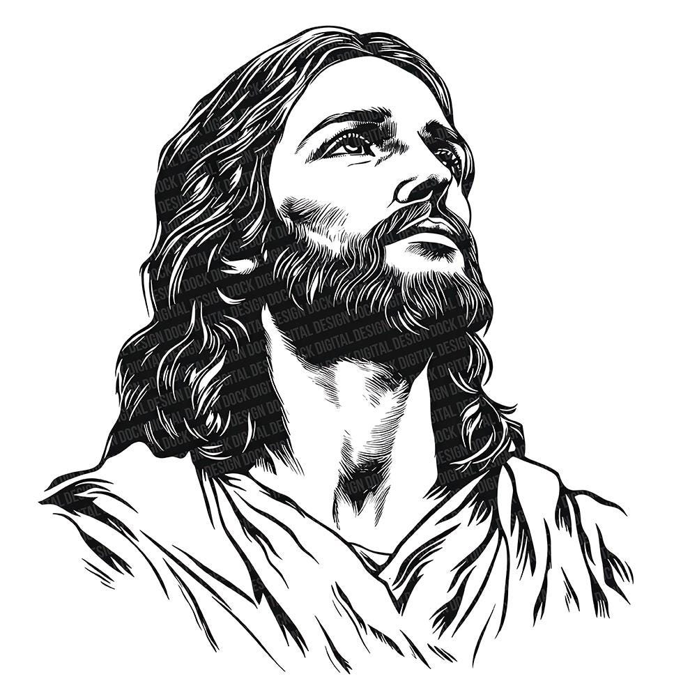12x Jesus PNG Clipart, Black and White Religious Illustration Clip Art ...