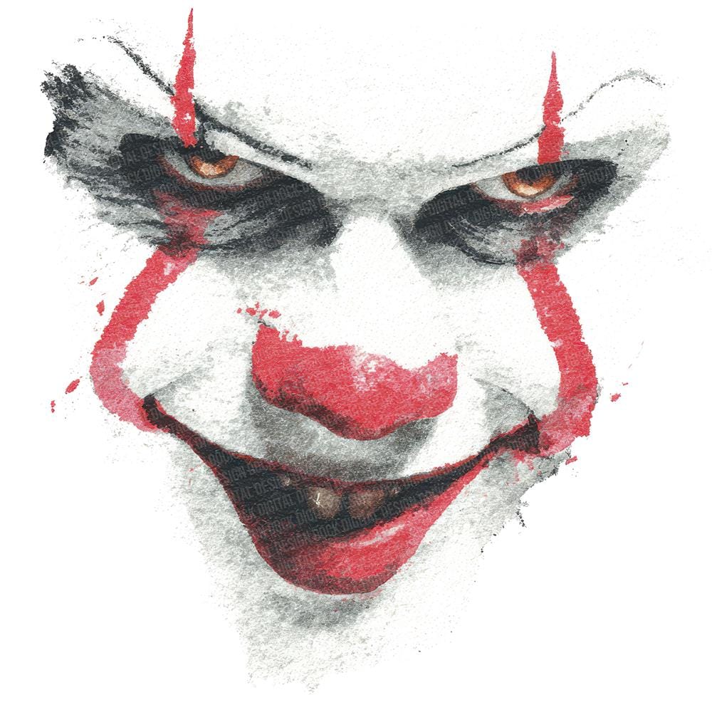 12x Horror Clown PNG Clipart, Halloween Watercolor Clip Art Set, Creepy ...