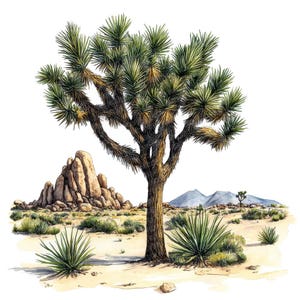 Joshua Tree PNG Clipart, 12x Desert Landscape Clip Art Set, Printable ...