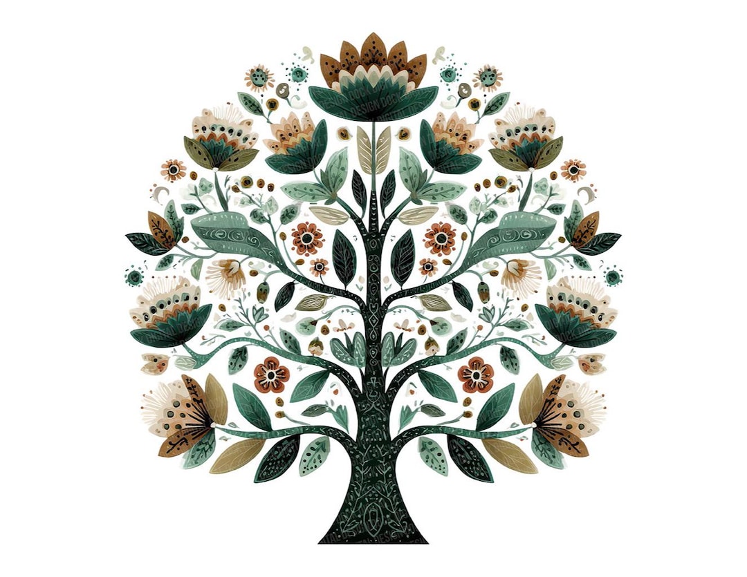 Folk Tree of Life Clipart, 12 Watercolor Tree Clip Art Images, High ...