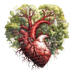12x Human Heart Tree Clipart, Tree Theme Clipart, Printable Watercolor ...