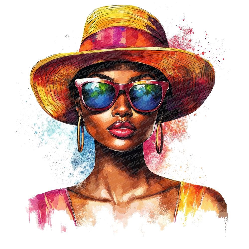 12x Watercolor Black Woman PNG Clipart, Fashion Clip Art Set, Printable ...