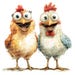 12 Funny Chicken Clip Art, Watercolor Quirky Chicken Friends ...