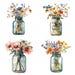 Mason Jar Flowers PNG Clipart, 12x Rustic Floral Illustration ...