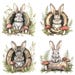 Rabbit PNG Clip Art, 12x Folk Art Bunny in Log Clipart Set, Watercolor ...