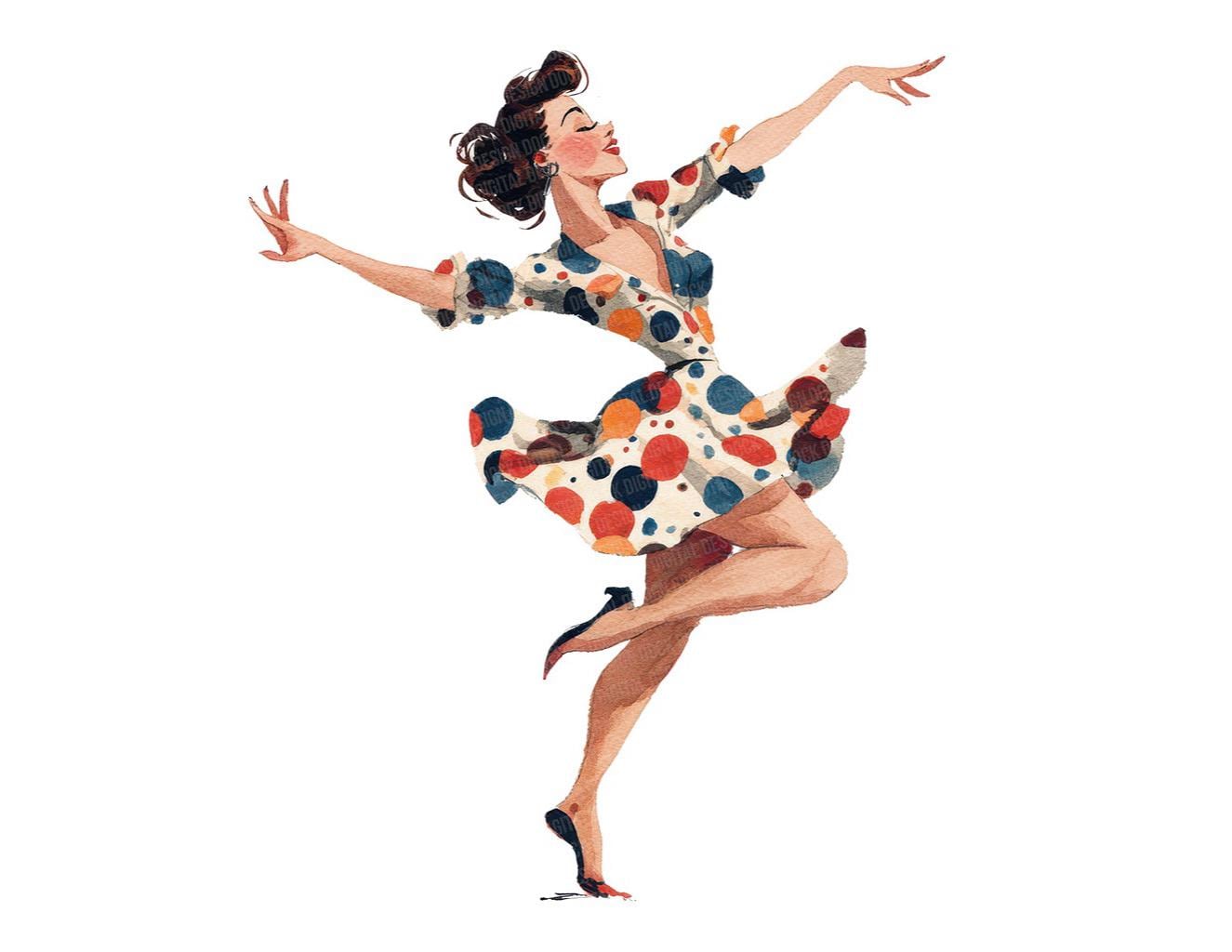 Jitterbug Dancer PNG Clipart, 12x 1940s Retro Dance Clip Art Set ...