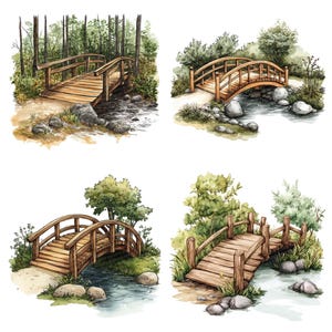 12x Forest Bridge Clip Art, Wooden Bridge Clip Art Set, Printable ...