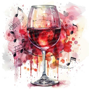 12x Wine Glass With Music Notes Clipart, Musical Clipart, Printable ...